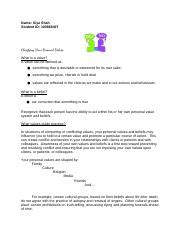 Clarifying Your Personal Values A Guide To Identifying And Course Hero