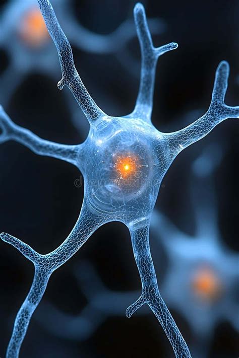 Intricate Neural Network Glowing Neuron Cell Microscopic View