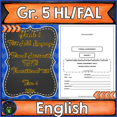 Formal Assessment Task Grade 5 English Home Language Or First