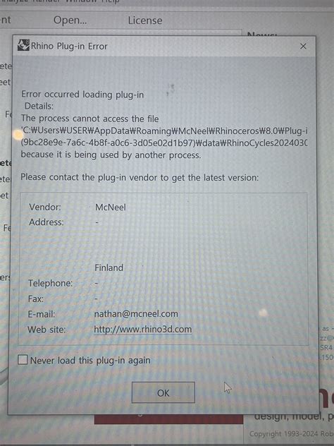 The Plug In Error Rhino For Windows Mcneel Forum