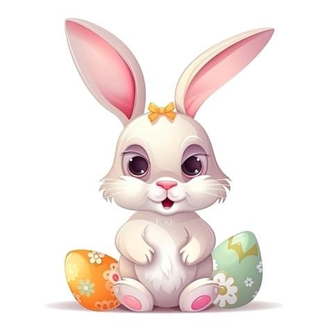 Premium Photo Adorable Easter Bunny Cartoon On A White Background Generative Ai