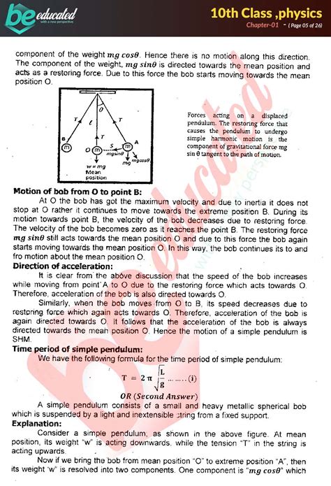 Chapter Physics Th Class Notes Matric Part Notes