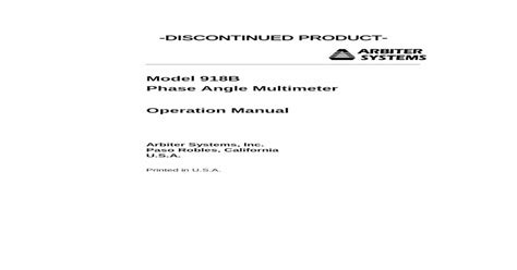 Pdf Model 918b Phase Angle Multimeter Operation Manual 918b Phase