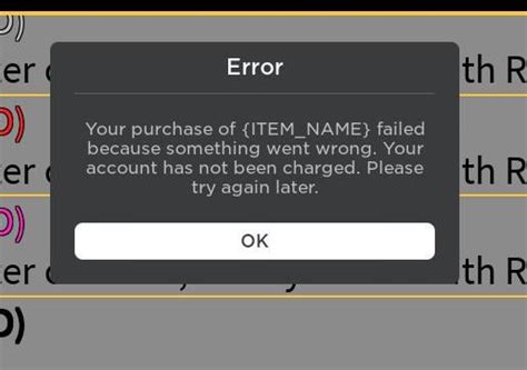 Your Purchase Of Item Name Has Failed Rrobloxhelp