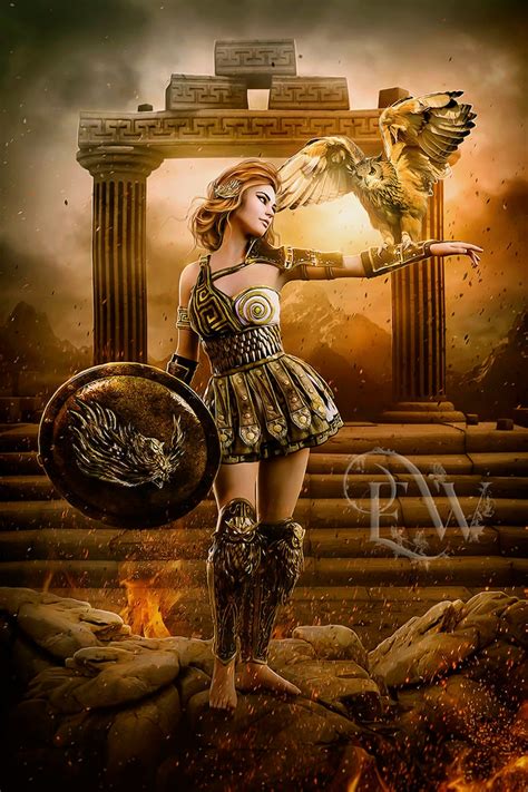 Athena Greek Goddess Art Print Owl Art Digital Art Athena Etsy