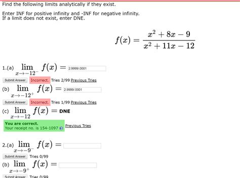 solved find the following limits analytically if they exist