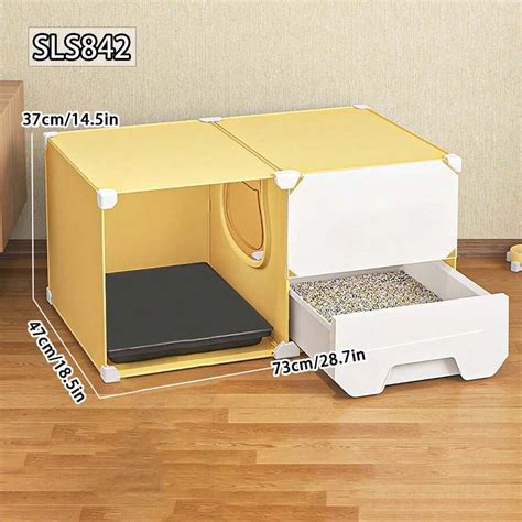 כלוב חתול מקורה עם ארגז חול לחתולים בית חתול רב תפקודי וילת חתולים מארז חתולים Shein Il
