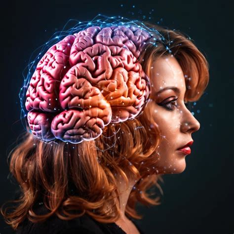 Premium Photo Smart Woman With Brain Showing Thinking Intelligence
