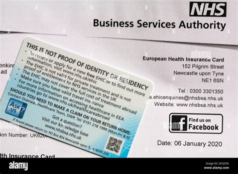 Ehic Card Received From Nhs Business Services Authority In January 2020
