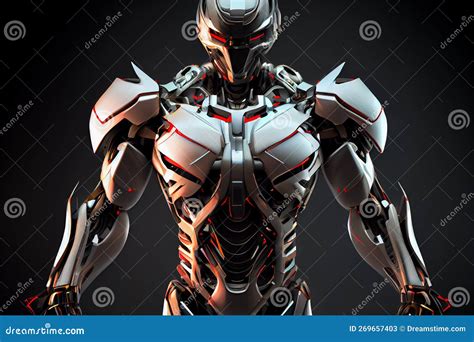 Robot On Black Background Generative AI Stock Illustration Illustration Of Creativity Render