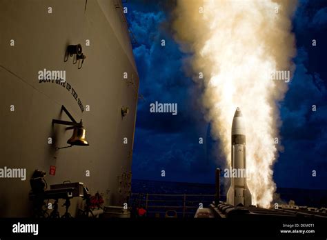 A Us Navy Aegis Sm 3 Block 1b Interceptor Missile Is Launched From The Uss Lake Erie During A