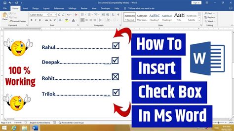 ms word me clickable checkbox apply kaise kare how to insert