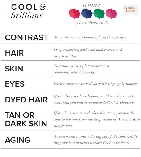 Seasonal Color Analysis Winter Stock Vector Color Guide Eyes Skin