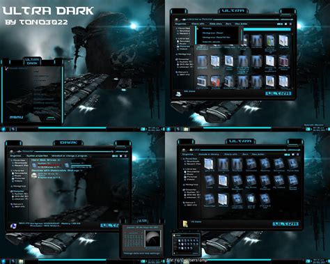 Windows Theme Blue Glass Ultra Dark By Customizewin On Deviantart