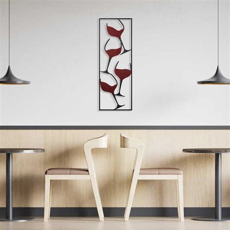 Décoration Murale En Métal Verres De Vin Noir