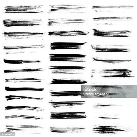 잉크 벡터 브러시 스트로크 설정 합니다 벡터 일러스트입니다 그런 지 손으로 그려진 수채화 질감 0명에 대한 스톡 벡터 아트 및 기타 이미지 Istock