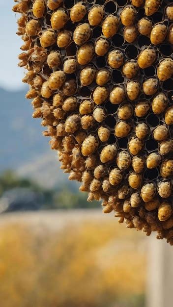 premium ai image wasp eggs in a hexagonal nest hanging in a car