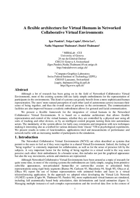 Pdf Integration Of Avatars And Autonomous Virtual Humans In Networked Virtual Environments
