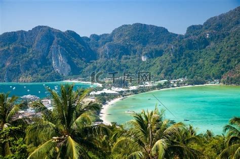 泰国皮皮岛美丽的全景海洋湖泊高清摄影大图 千库网