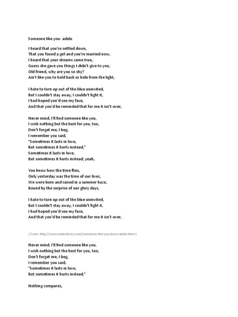 Adele Someone Like You Lyrics