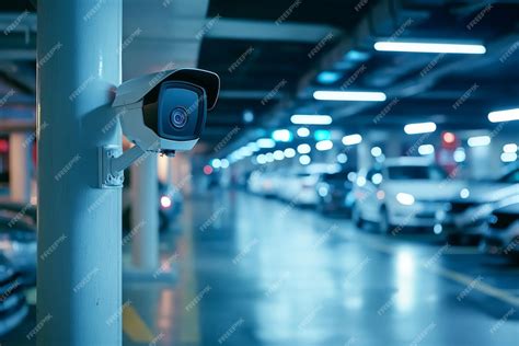 Hightech Ip Security Camera Installed In Modern Parking Facility For Improved Protection