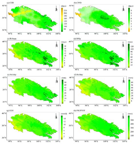 The Spatial Patterns Of Eight Extreme Precipitation Indices In The