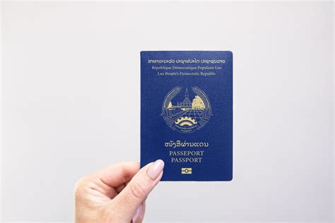 Passport Laos Held Against Simple White Background Astana Kazakhstan