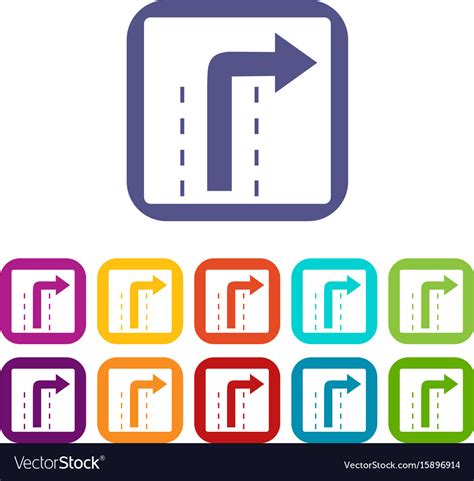Turn Right Traffic Sign Icons Set Royalty Free Vector Image