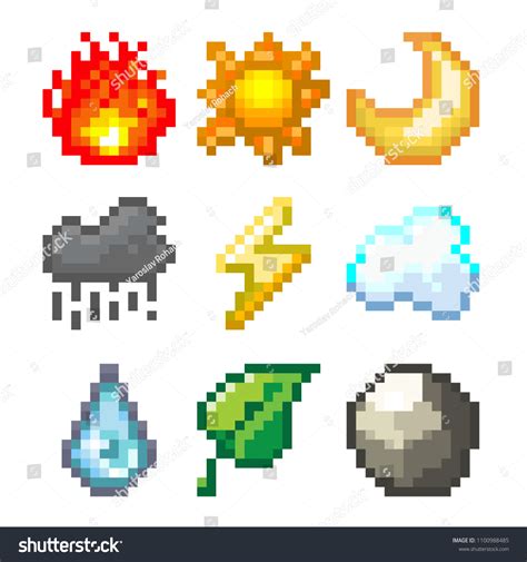 Set Minimalistic Pixel Art Vector Objects Stock Vector Royalty Free Shutterstock