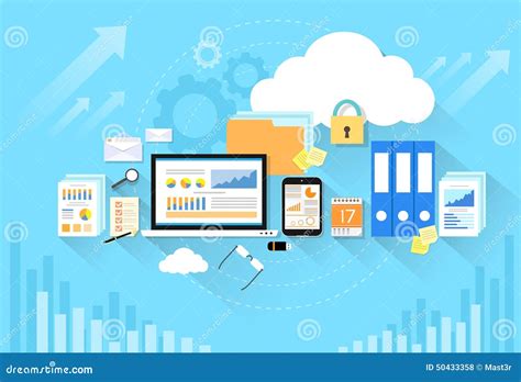 Computer Device Data Cloud Storage Security Flat Stock Vector