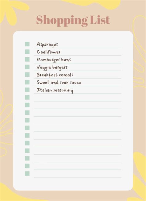 Office Shopping List Template