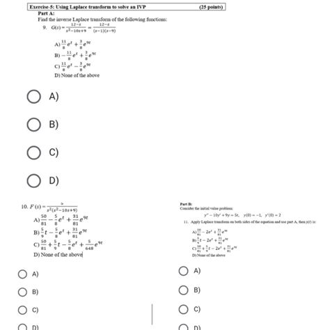 solved 25 points exercise s using laplace transform to