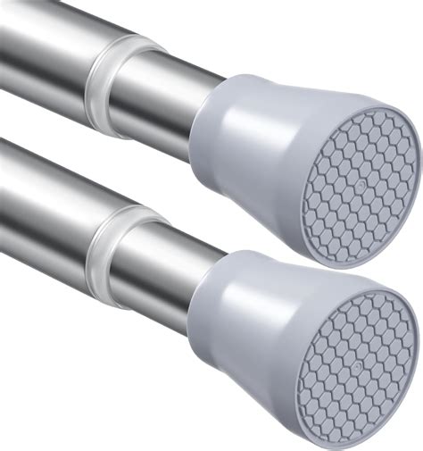Tension Curtain Rod Silver Tension Rod 2pcs Spring Curtain Rod Non Slip Tension Rods