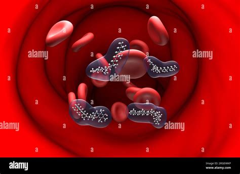 Vitamin E Structure In The Blood Flow Ball And Stick Section View 3d