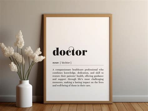Doctor Definition Poster Print Medical Office Decor Medical Worker