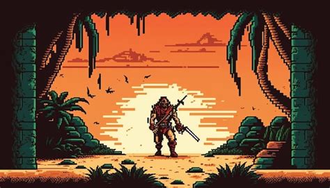 Premium Photo Adventure Game Screen Retro Computer Games Level Pixel