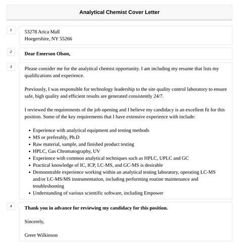 Analytical Chemist Cover Letter Velvet Jobs