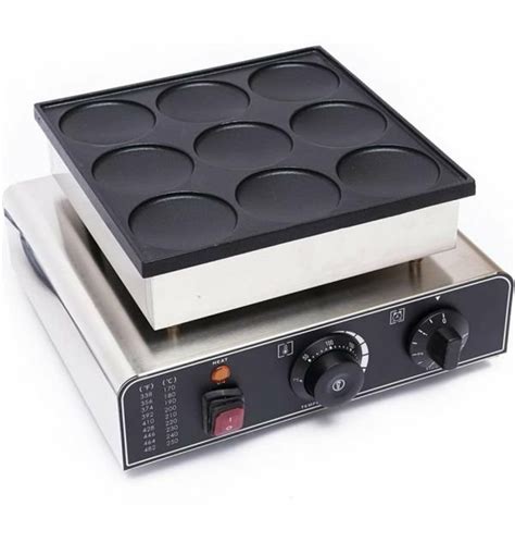 와플 다리미 상업용 네덜란드 팬케이크 메이커 스테인레스 스틸 900w 붙지 않는 테프론 온도 조절 9 50~ 티몬