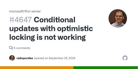Conditional Updates With Optimistic Locking Is Not Working · Issue 4647 · Microsoftfhir Server