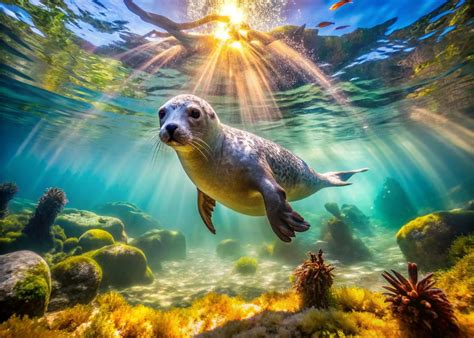 Playful Seal In Arctic Habitat Stunning Wildlife Image Premium Ai