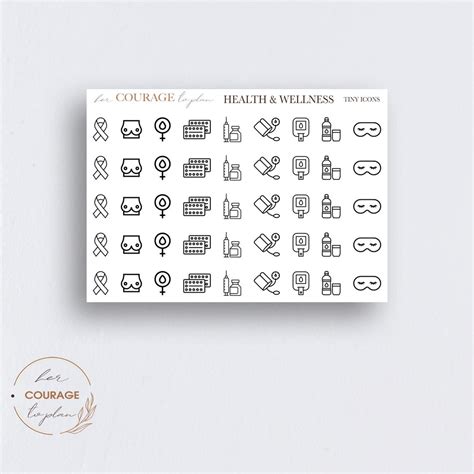 Teeny Tiny Planner Icon Stickers Health Wellness Icon Stickers Mini Teeny Tiny Cancer Ribbon