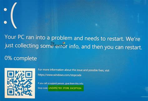 Unexpected Store Exception Bsod On Windows 1110