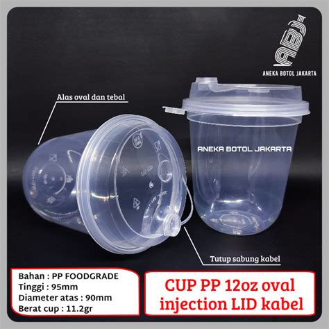 Jual Cup Pp Injection 12 Oz Oval Tebal Gelas Plastik Pp 380ml