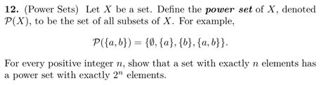 Solved Power Sets Let X Be A Set Define The Power Set Chegg Com