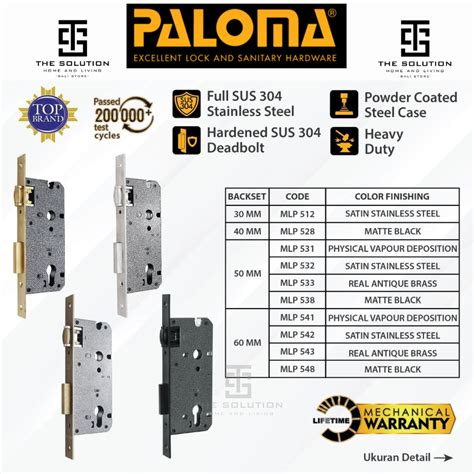 Jual Mortise Lock Paloma Mlp 5 Mortyse Lock Kunci Pintu Lockcase Badan