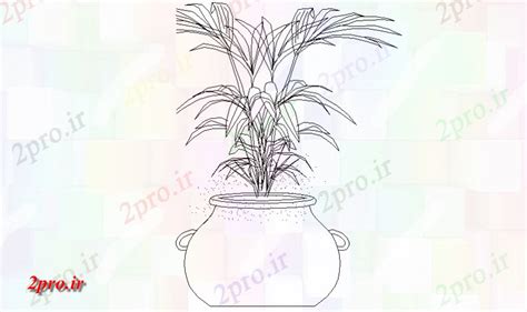 دانلود نقشه درختان و گیاهان گیاه درخت در باغ با بلوک نما گلدان جزئیات کد129458