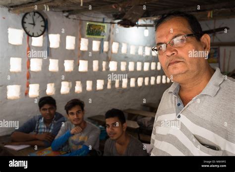 A Math Teacher And Students In His Classroom Hajipur India Stock
