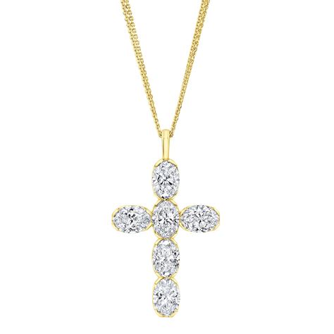 Rahaminov Oval Diamond Cross Necklace In Yellow Gold 18 Nk 8198