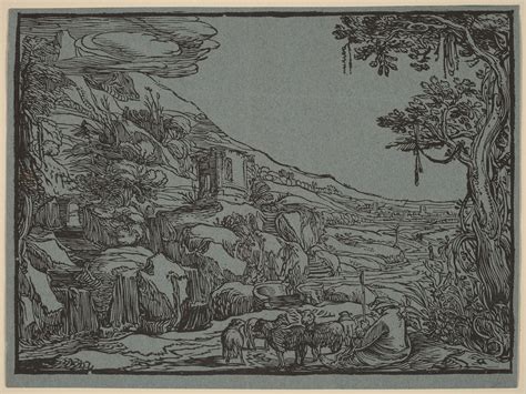Arcadian Landscape By Dutch 17th Century Hendrick Goltzius