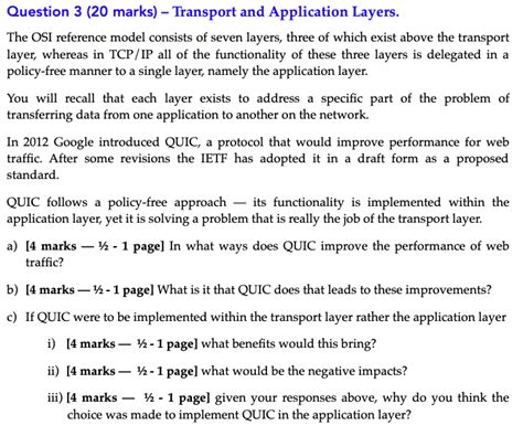 Solved Question Marks Transport And Application Chegg